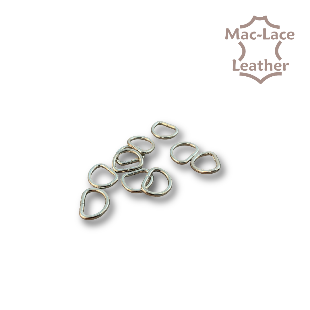 Non-Welded 13mm Nickel D-Rings Pack of 10 | Mac-Lace Leather | Buy Online