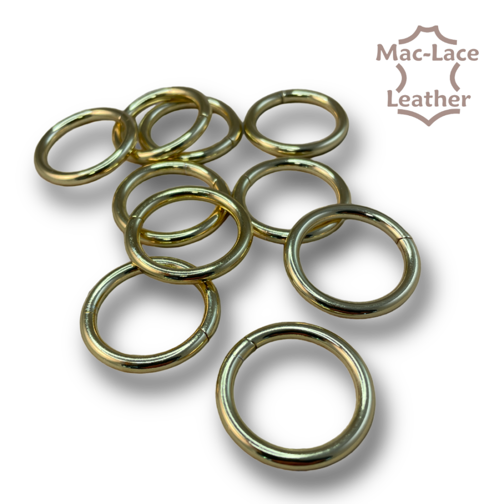 Non-Welded 25mm Gold Rings - Pack of 10 | Mac-Lace Leather | Buy Online