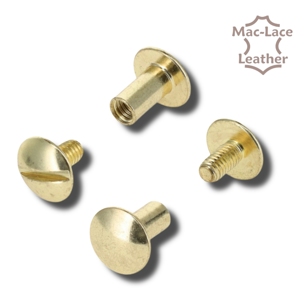 10Pk Chicago Screws 6.4mm Solid Brass | Mac-Lace Leather | Buy Online