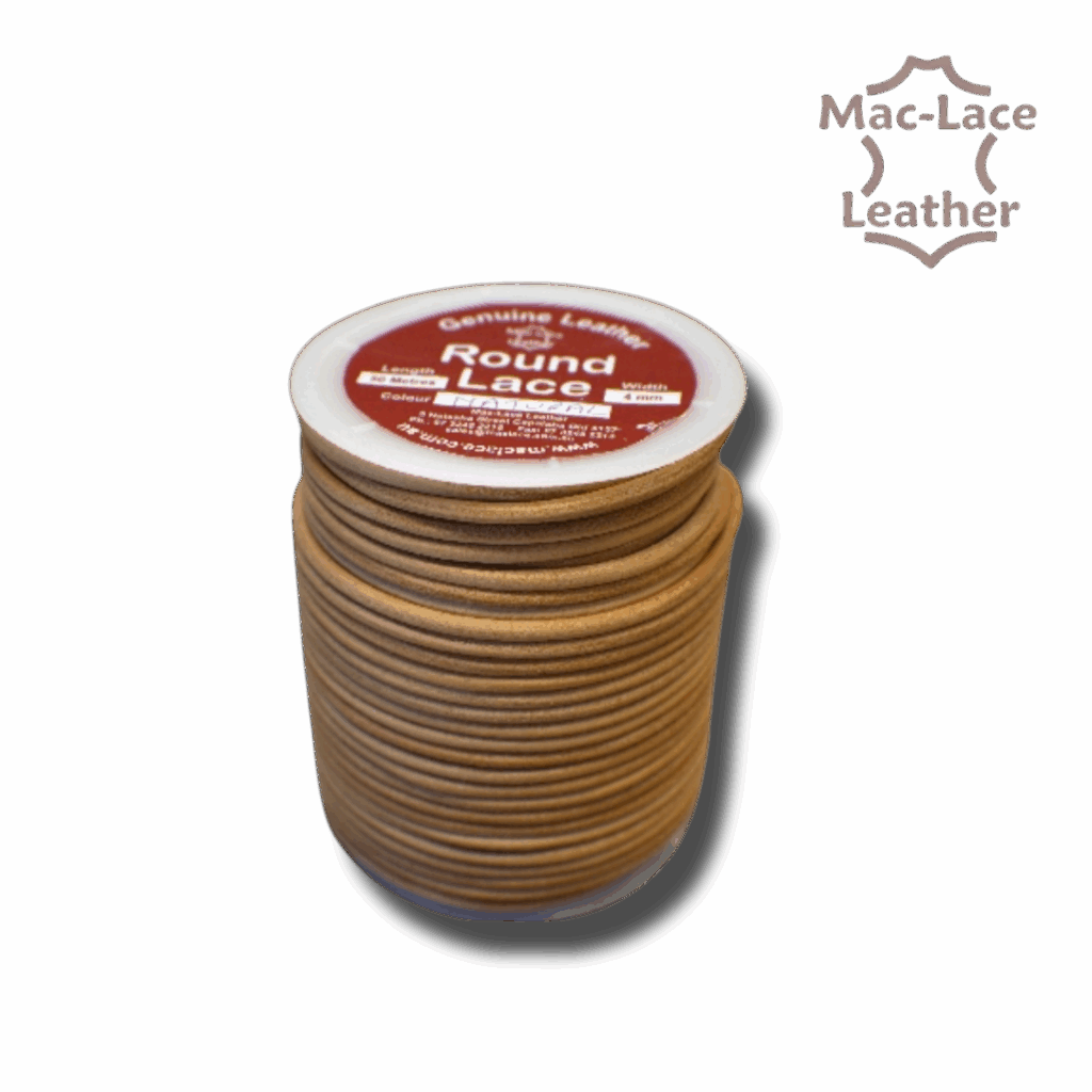 4mm x 50m Round Natural Leather Lace | Mac-Lace Leather | Buy Online