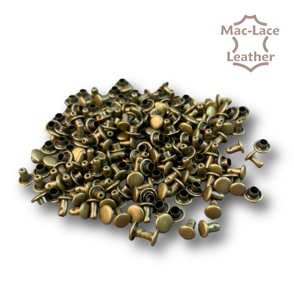 5mm Double-Cap Antique-Brass Rivets Pack of 100 | Mac-Lace Leather ...