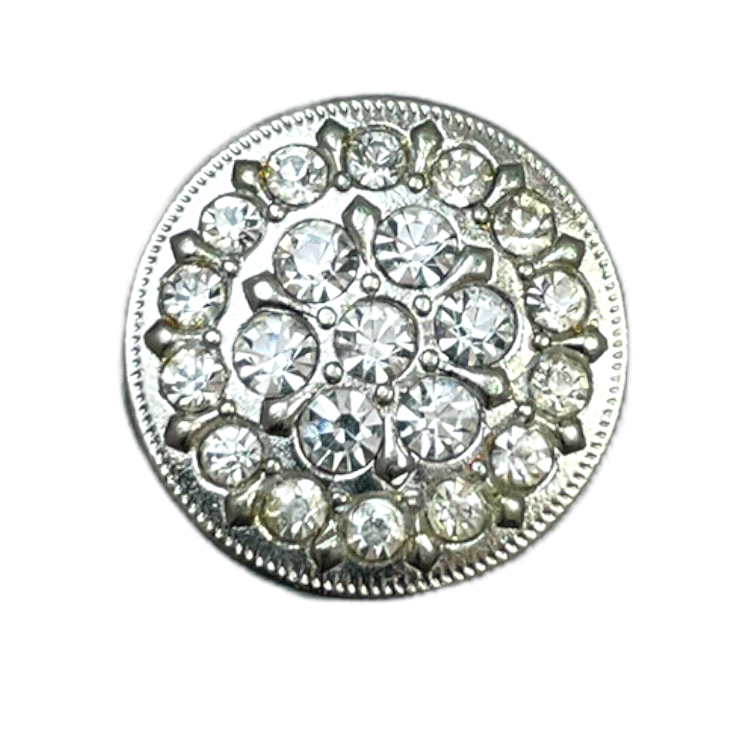 Concho - Round with Crystals 19mm - Nickel | Mac-Lace Leather | Buy Online