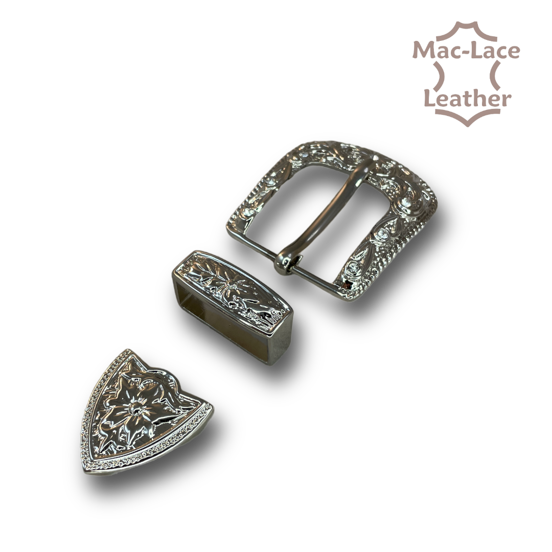 3-Piece 32mm Antique Nickel Buckle with Crystal | Mac-Lace Leather ...