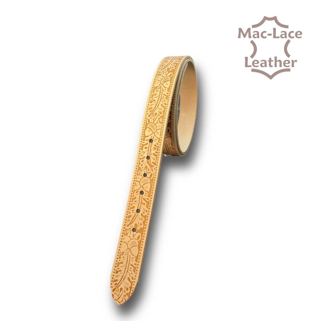 Embossed-Belt Natural Acorn Design | Mac-Lace Leather | Buy Online